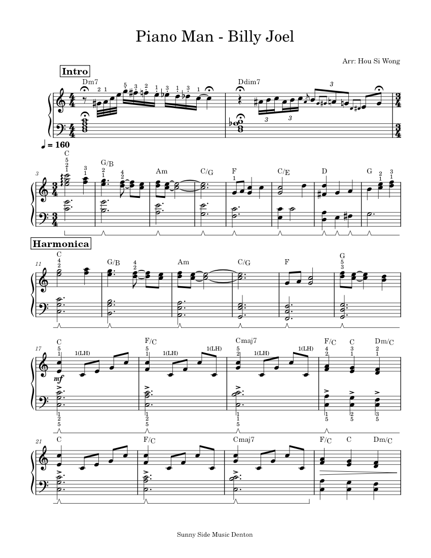 Piano man – Billy Joel Sheet Music with Chords for Piano (Solo ...