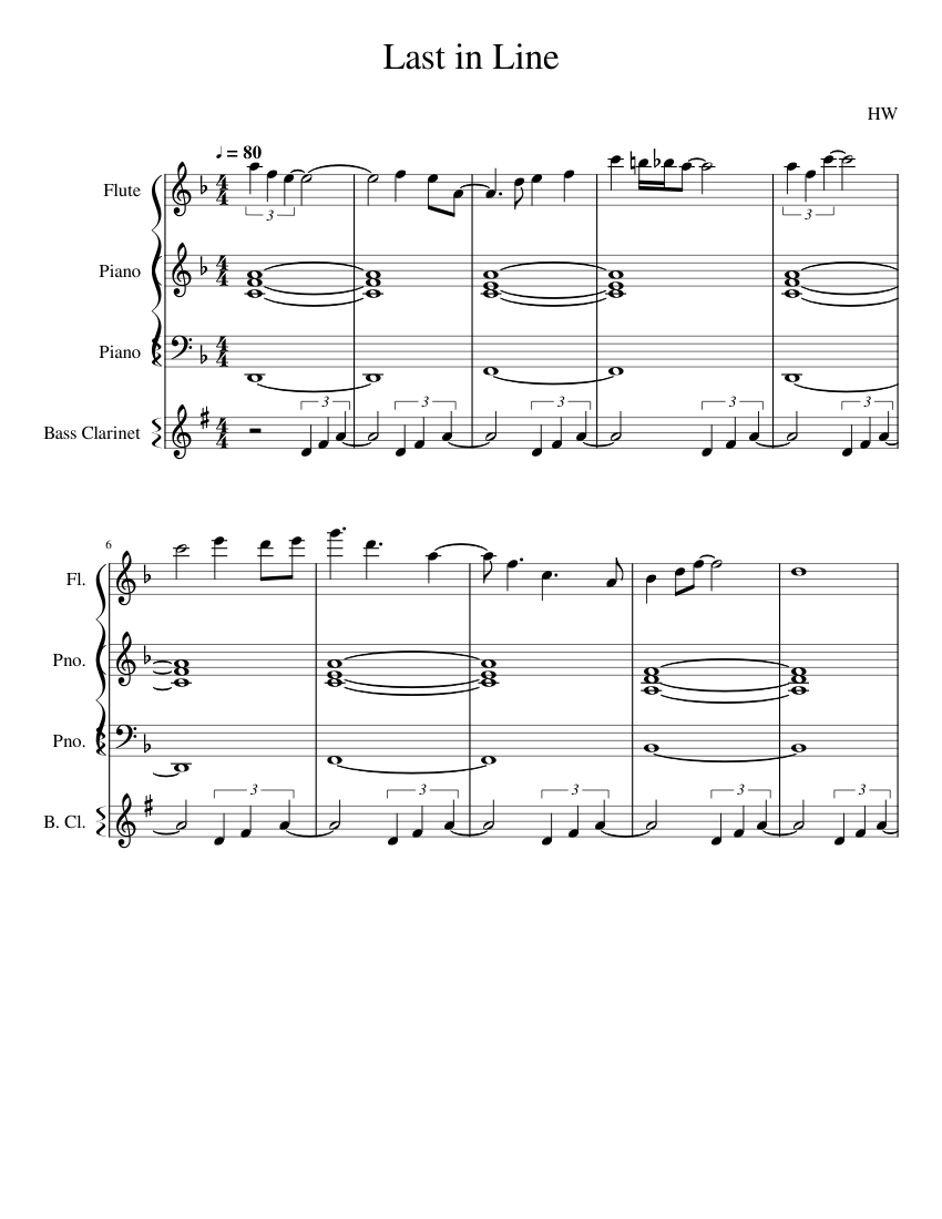 Last in Line Sheet music for Piano, Flute, Clarinet bass (Mixed Quartet ...