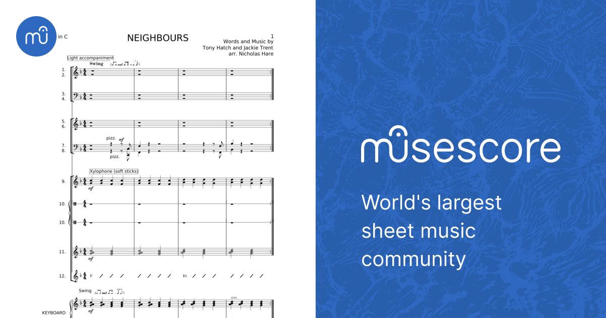 Theme From Neighbours - Tony Hatch Sheet Music with Chords for Piano ...