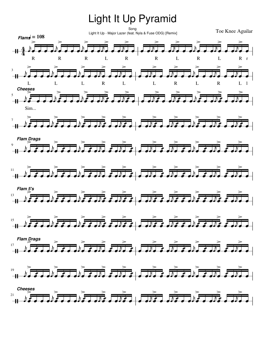 Light It Up Pyramid Sheet music for Snare drum (Solo) | Musescore.com