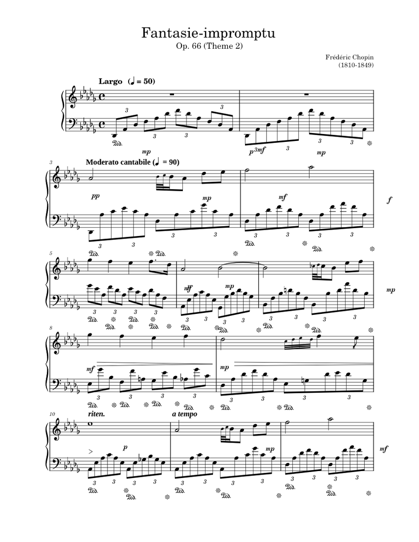 Chopin - Fantaisie-impromptu Op. 66 - (Theme 2) Sheet Music for Piano ...