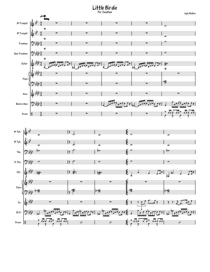 Little Birdie for jonathan Sheet Music for Piano, Trombone, Vocals ...