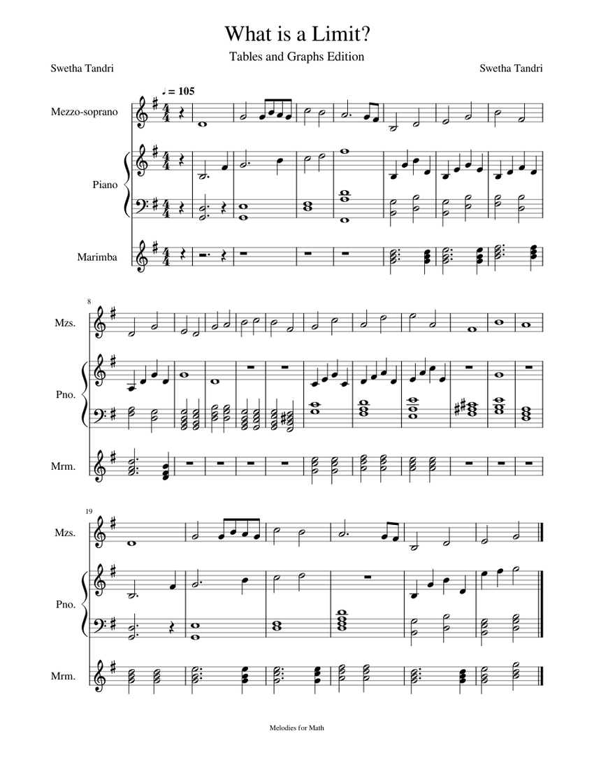 What is a Limit Sheet music for Piano, Mezzo soprano, Marimba (Mixed ...