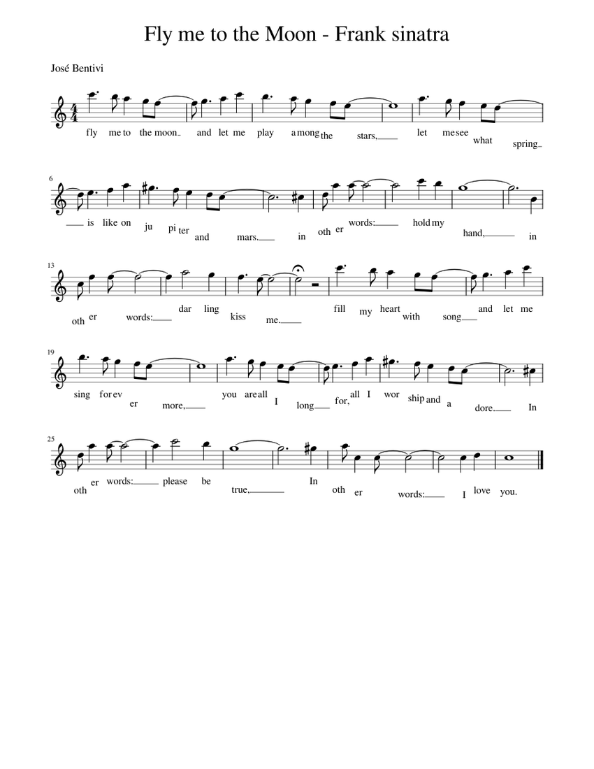 Fly me to the Moon - Frank sinatra Sheet music for Flute (Solo ...