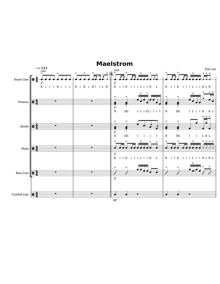 Maelstrom - Drumline Cadence Sheet music for Snare drum, Crash, Tenor ...