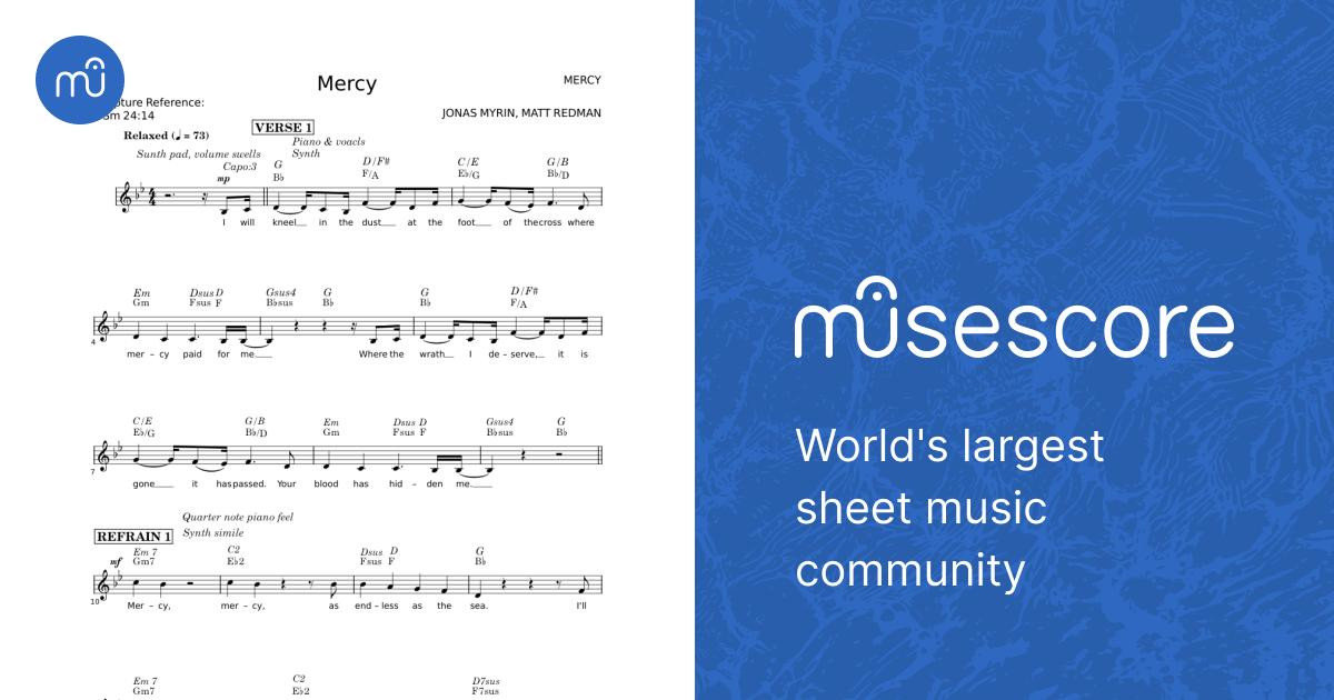 Mercy - JONAS MYRIN Sheet music for Synthesizer (Solo) | Musescore.com