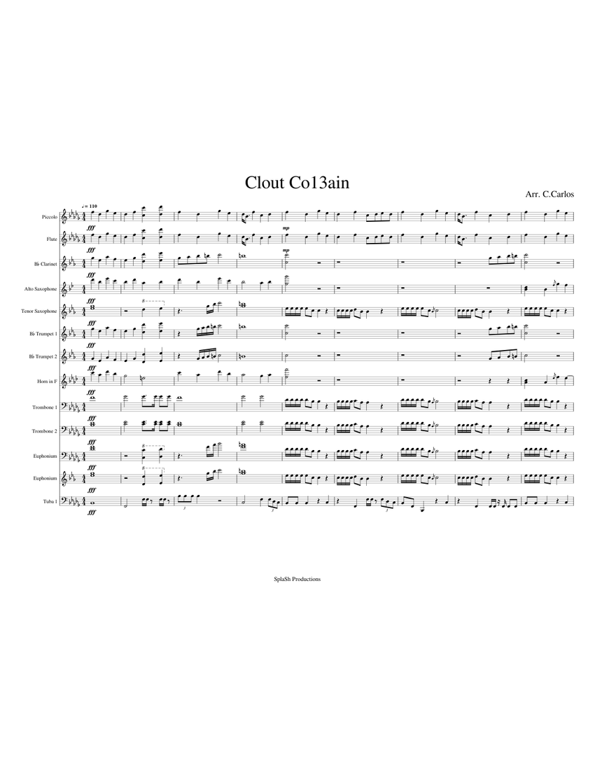 Clout Co13ain Sheet music for Trombone, Euphonium, Tuba, Flute piccolo ...
