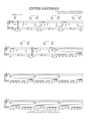Play Official version of Enter sandman Sheet Music by Metallica for ...