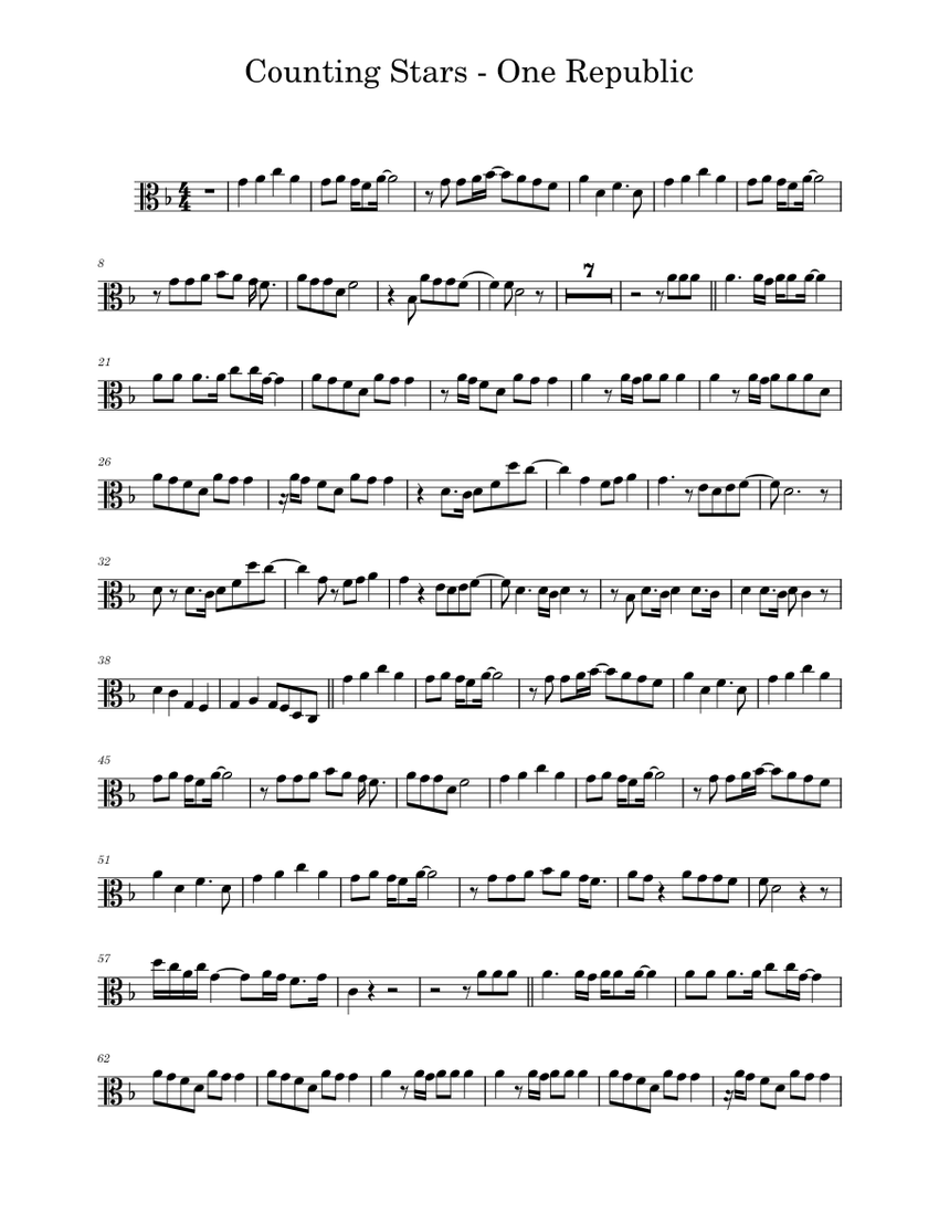 Counting Stars - One Republic Sheet Music for Viola (Solo) | MuseScore.com