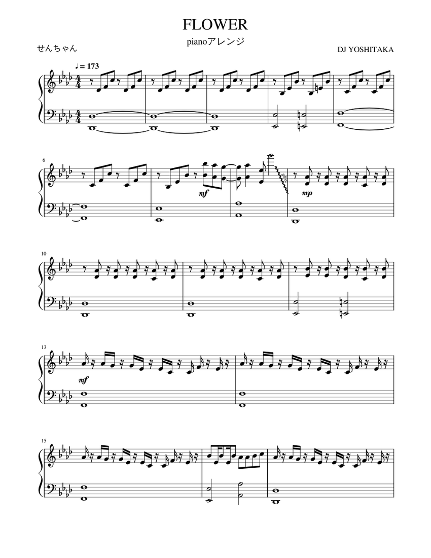 FLOWER Sheet Music for Piano (Solo) | MuseScore.com
