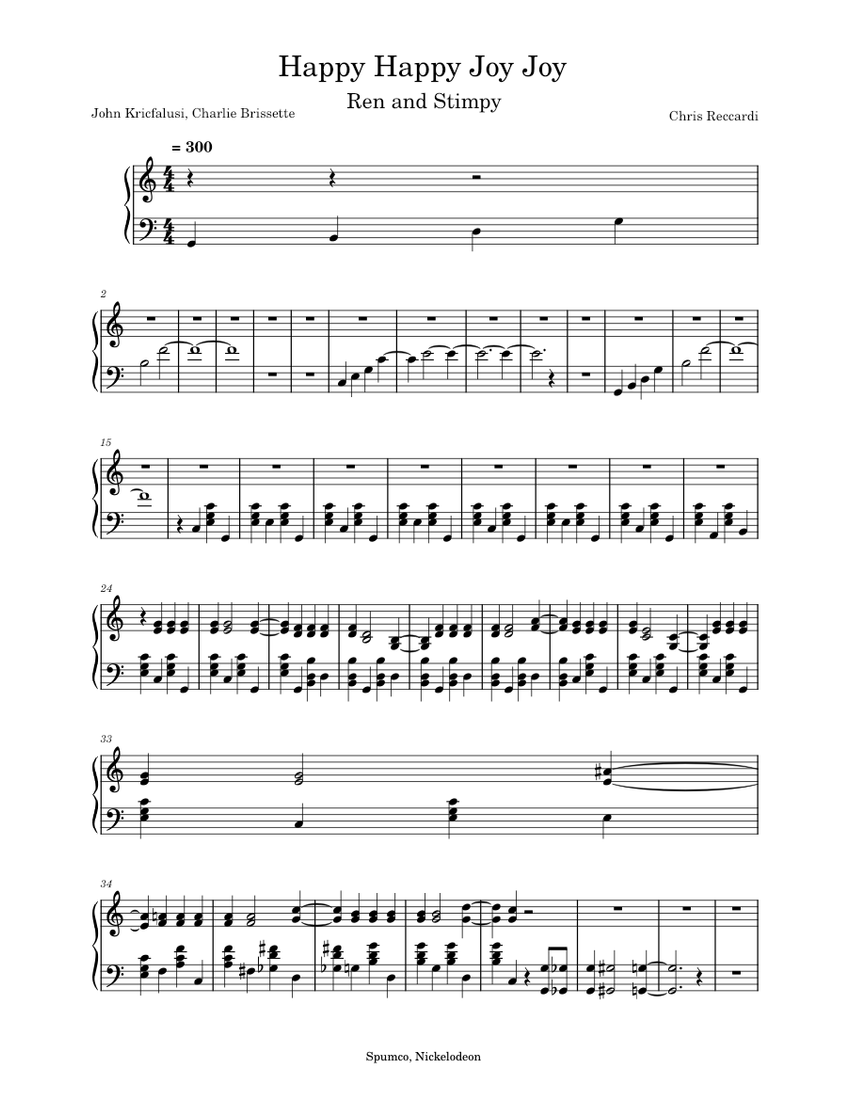 Happy Happy Joy Joy Sheet Music for Piano (Solo) | MuseScore.com