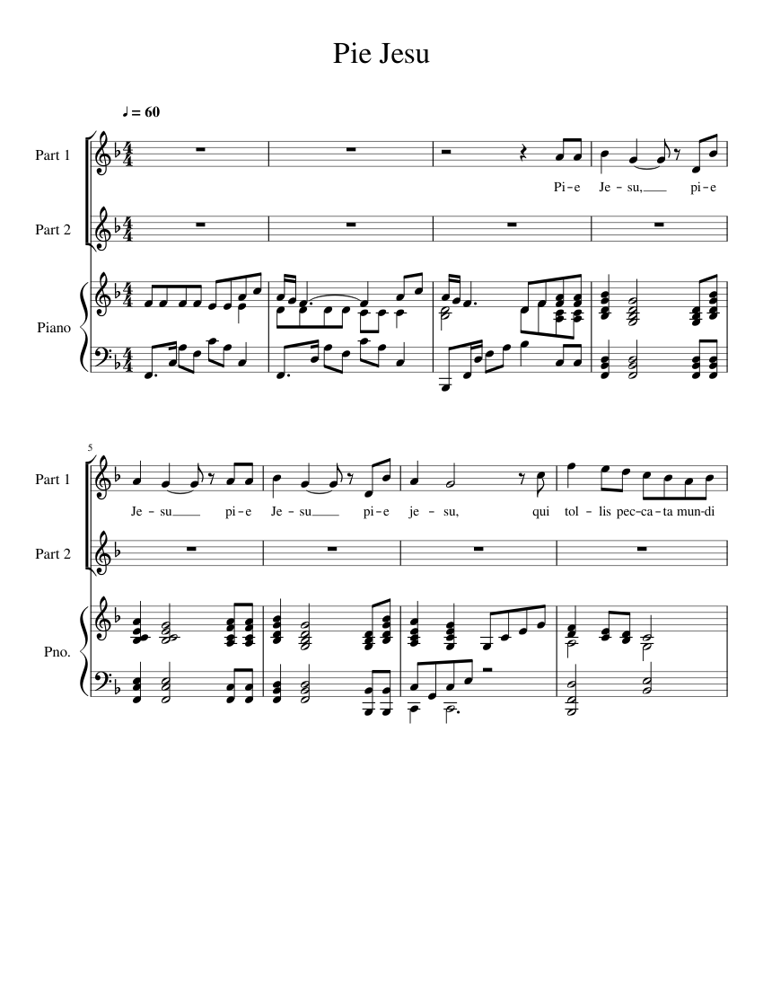 Pie Jesu Sheet Music for Piano (Mixed Trio) | MuseScore.com