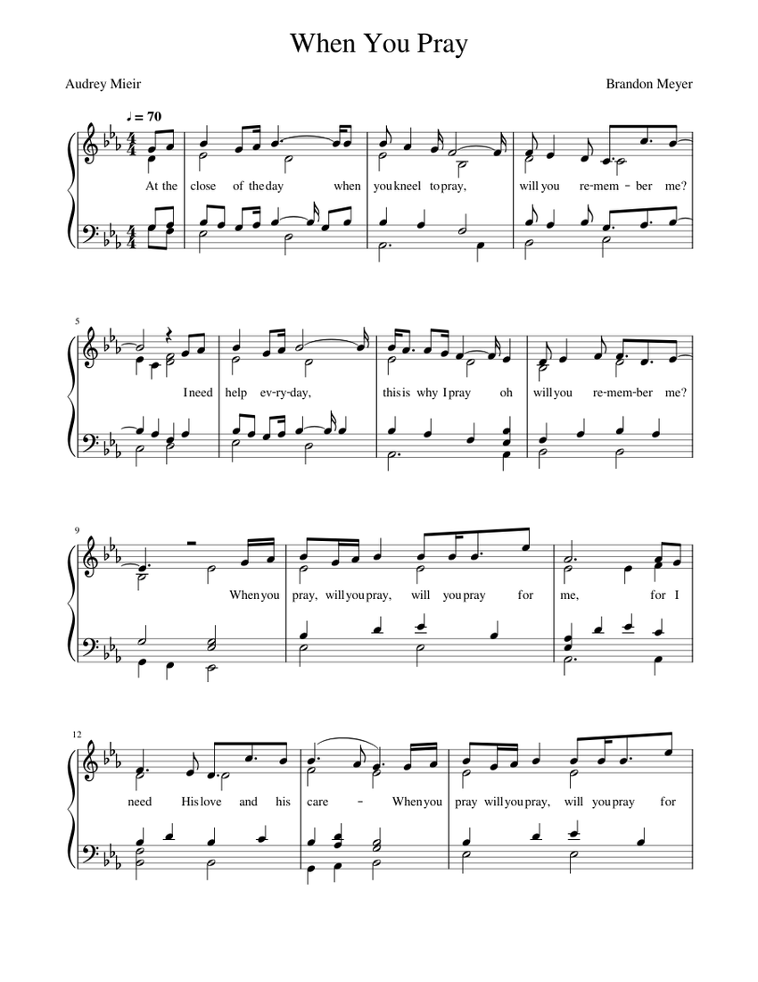 When you pray Sheet Music for Piano (Piano-Voice) easy | MuseScore.com