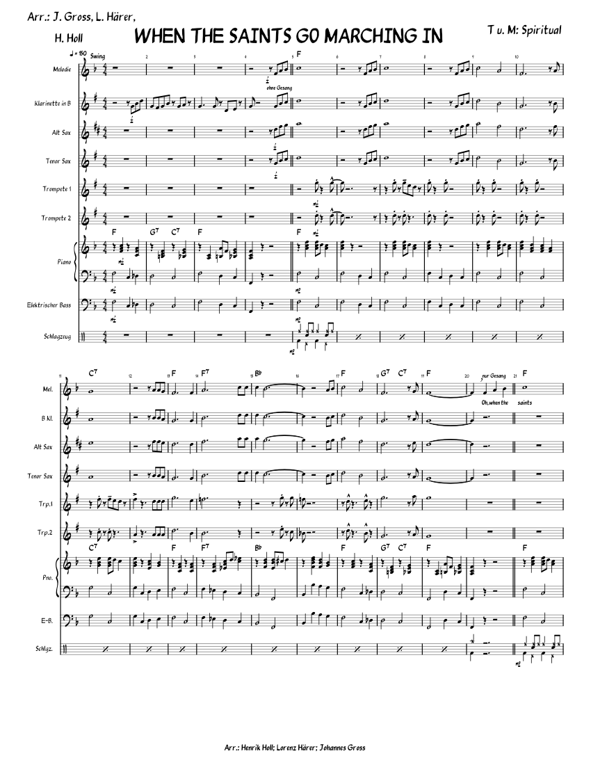 When the saints go marching in Sheet Music with Chords for Piano ...