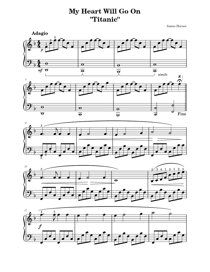 My Heart Will Go On – TITANIC (Easy Version) Sheet music for Piano ...
