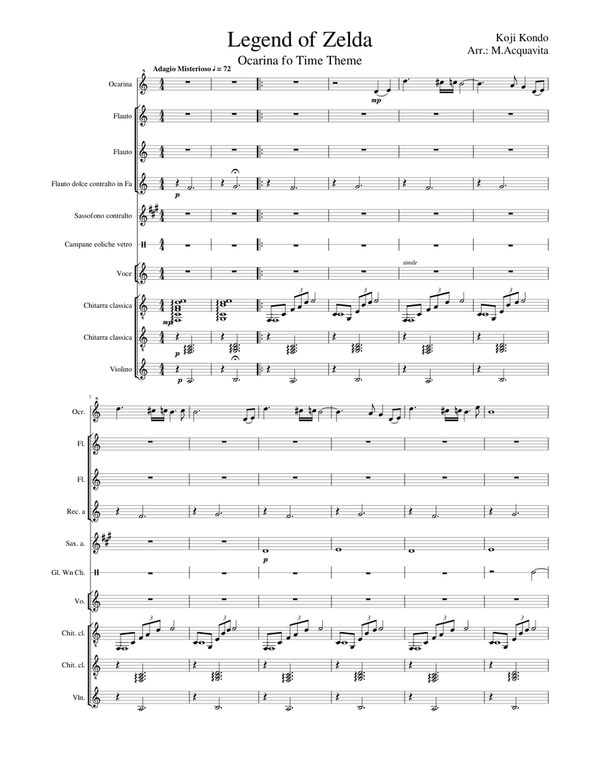 Legend of Zelda- Ocarina of Time Sheet music for Vocals, Flute ...