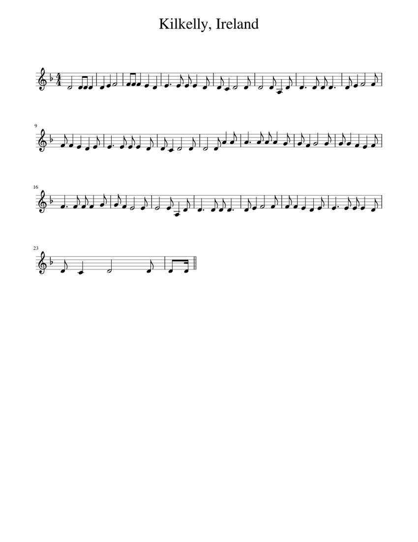 Kilkelly, Ireland Sheet Music for Piano (Solo) Easy | MuseScore.com