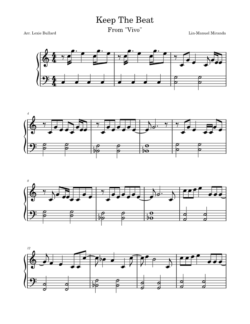 Keep the Beat – Lin-Manuel Miranda Keep The Beat Sheet Music for Piano ...
