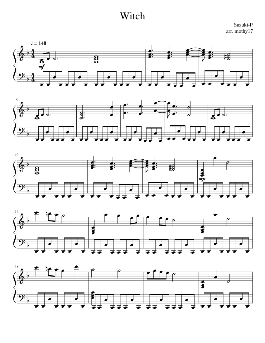 Witch Sheet music for Piano (Solo) | Musescore.com