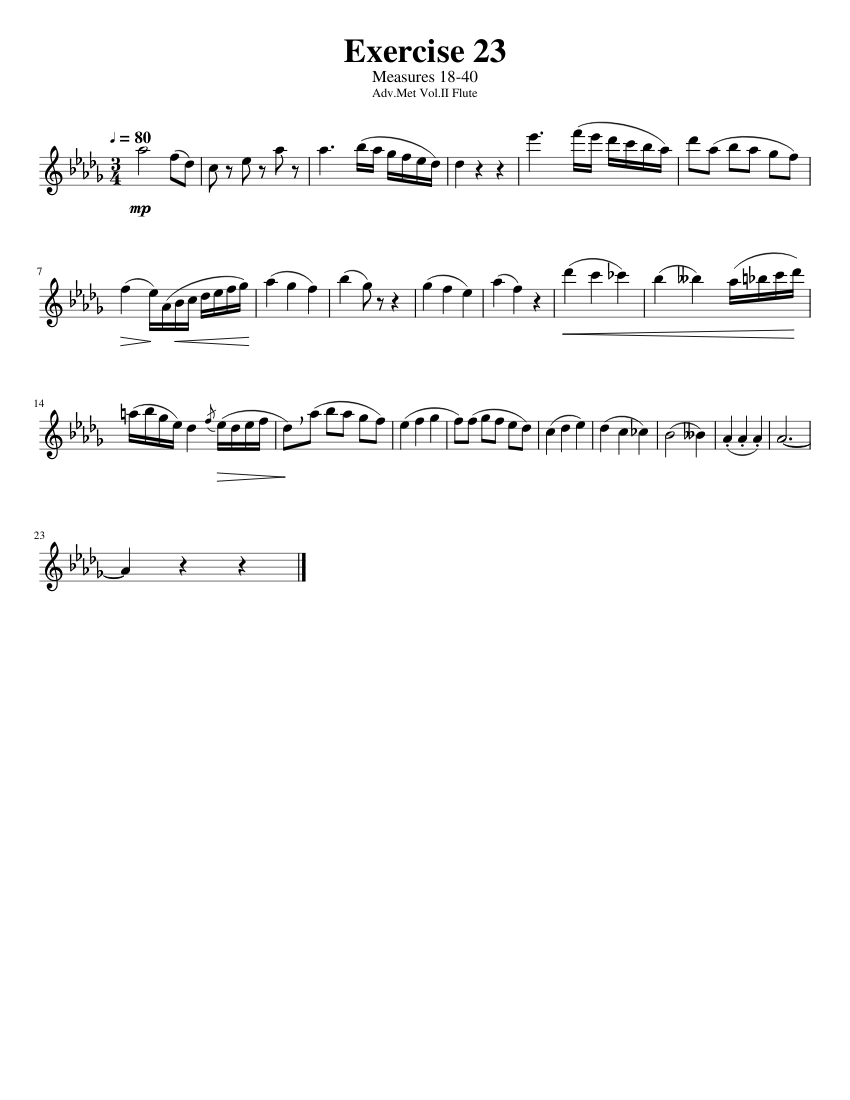 Exercise 23(measures 18-40) Advanced Method FLute Vol.2 Sheet music for ...