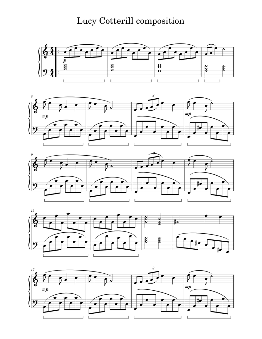 16_bar_composition_lucy__6 Sheet music for Piano (Solo) Easy | Musescore.com
