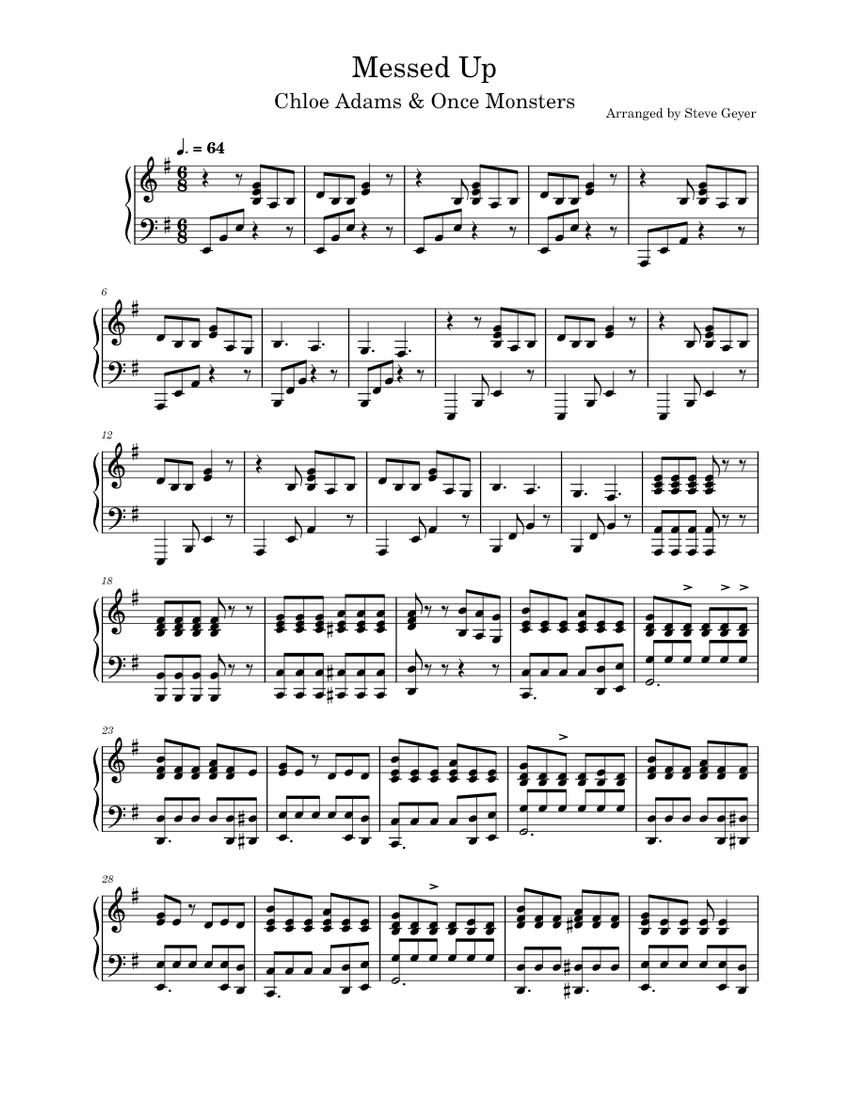 Messed Up - Chloe Adams & Once Monsters Sheet music for Piano (Solo) | Musescore.com