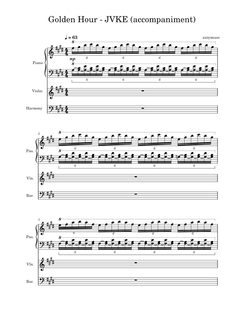 Golden hour – JVKE (accompaniment) Sheet music for Piano, Baritone ...