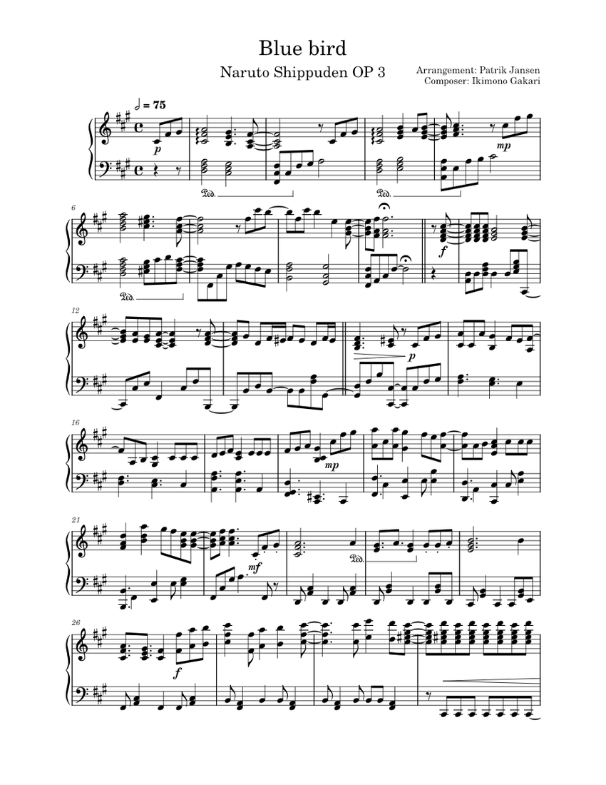 Blue bird Sheet Music for Piano (Solo) | MuseScore.com