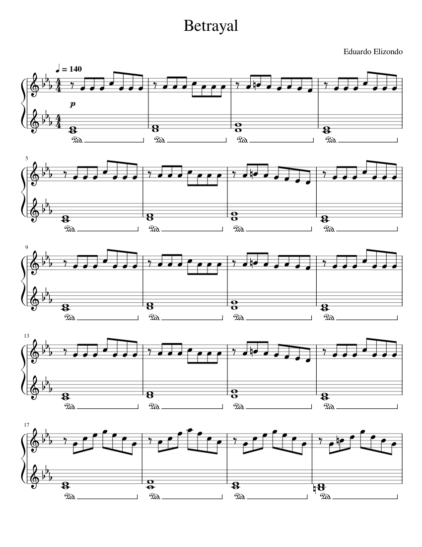 Betrayal Sheet Music for Piano (Solo) | MuseScore.com
