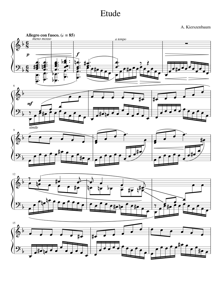 Etude in D Minor Sheet Music for Piano (Solo) | MuseScore.com