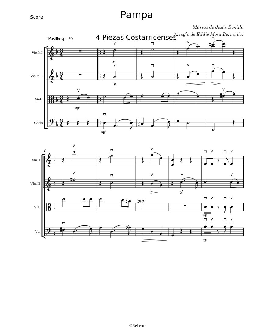 Pampa – Jesús Bonilla Sheet Music for Violin, Viola, Cello (String ...