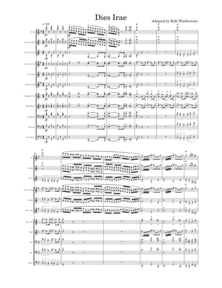 Dies Irae – unknown composer Sheet Music for Trombone, Flute, Clarinet ...