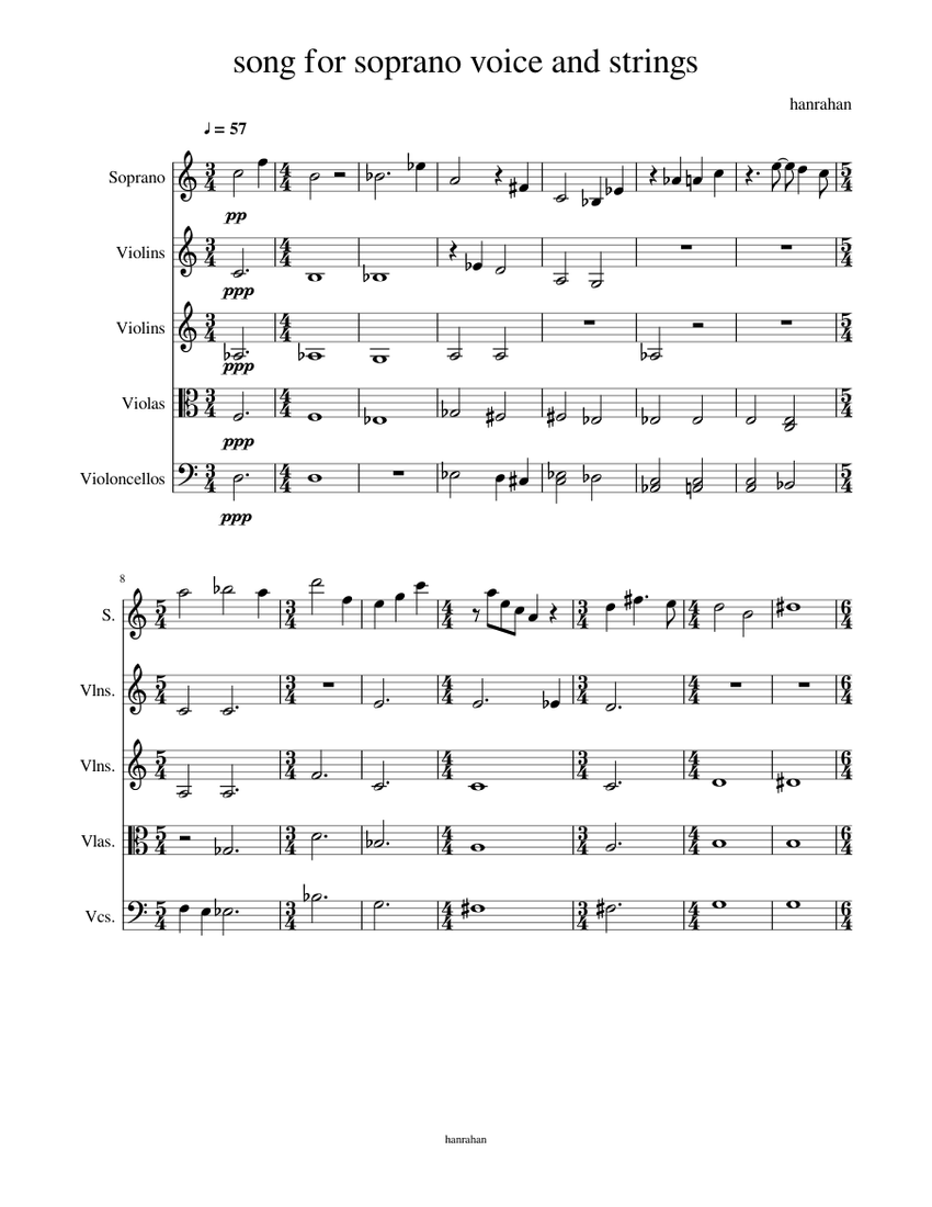 song for soprano voice and strings Sheet music for Soprano, Strings ...