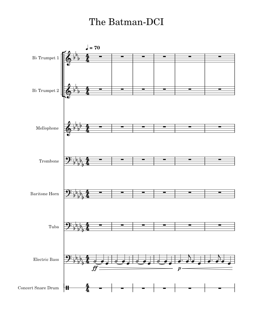 The Batman-DCI Sheet music for Trombone, Tuba, Mellophone, Trumpet in b ...