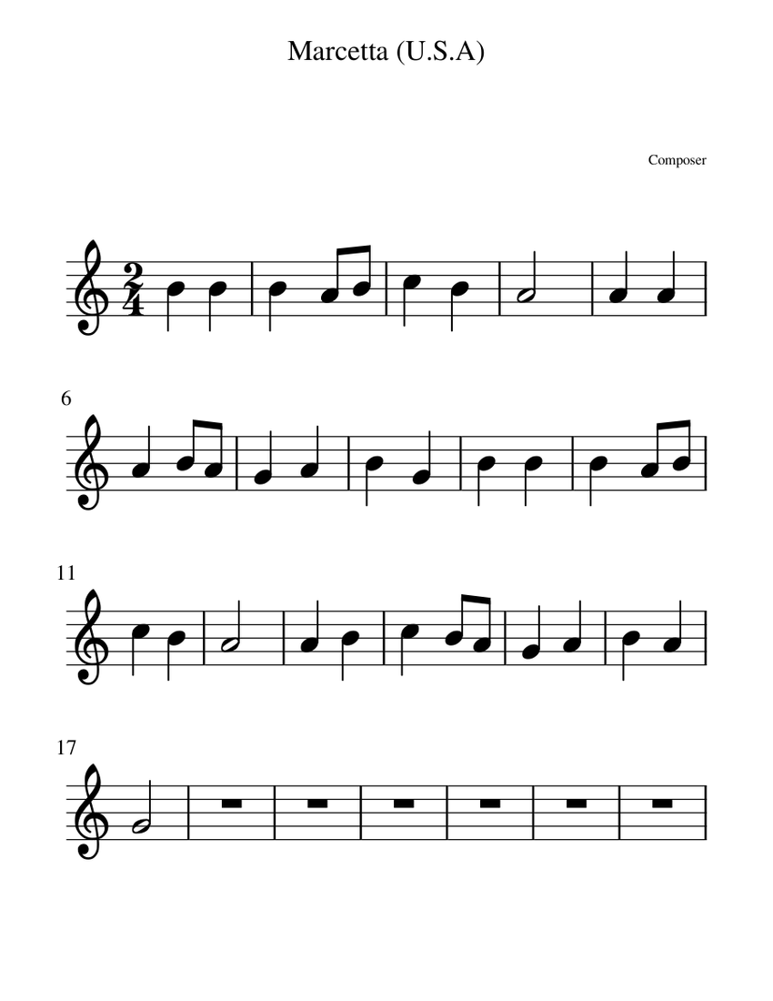 Marcetta (U.S.A) Sheet music for Piano (Solo) | Musescore.com
