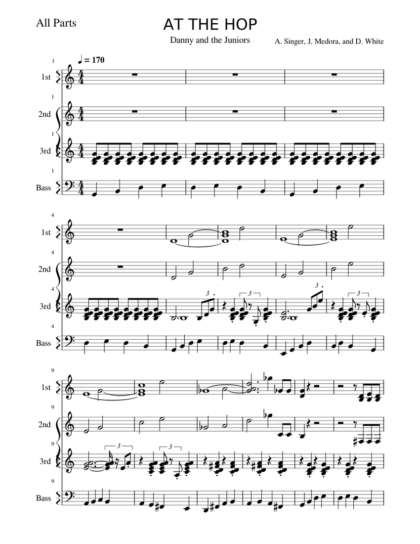 At The Hop Sheet Music for Accordion (Piano Quartet) | MuseScore.com