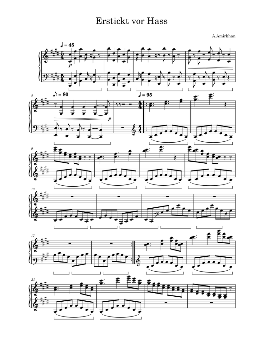 Erstickt vor Hass Sheet Music for Piano (Solo) Easy | MuseScore.com