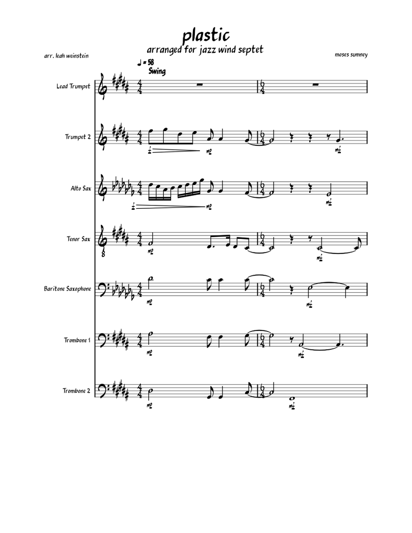 plastic Sheet music for Trombone, Saxophone alto, Saxophone tenor ...