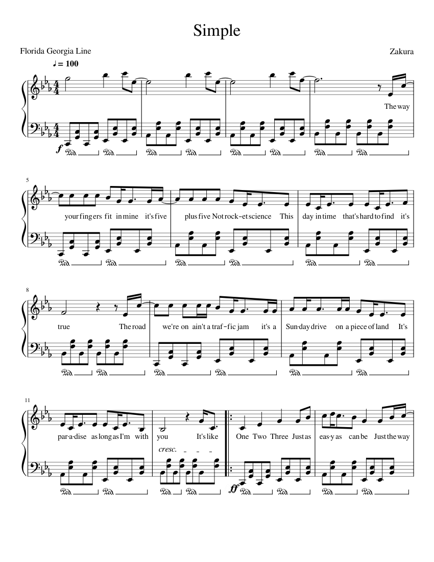 Florida Georgia Line - Simple Sheet Music for Piano (Solo) | MuseScore.com