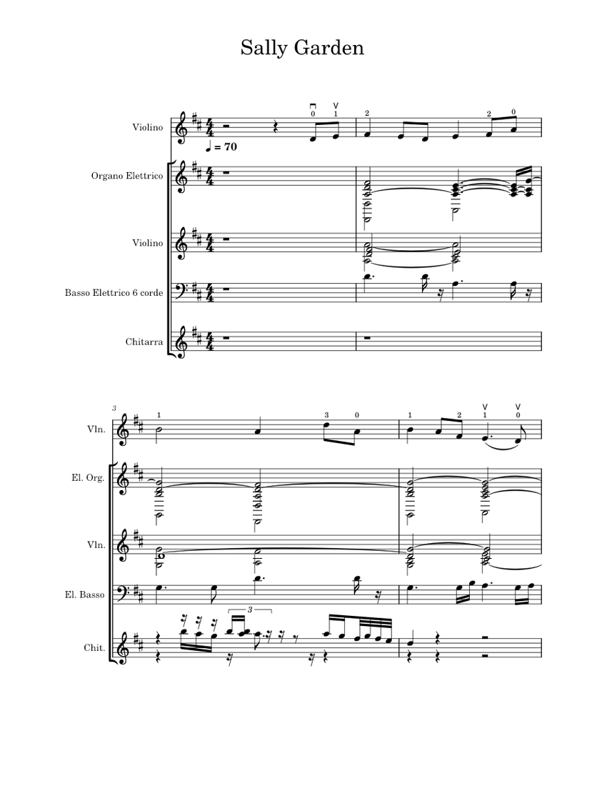 Down By the Sally Garden – Misc tunes Sheet Music for Organ, Violin ...