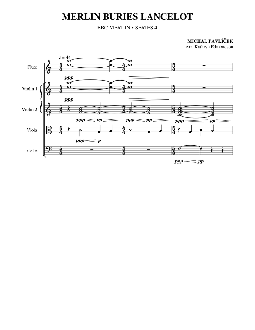 Merlin Buries Lancelot (BBC Merlin) Sheet music for Flute, Oboe ...