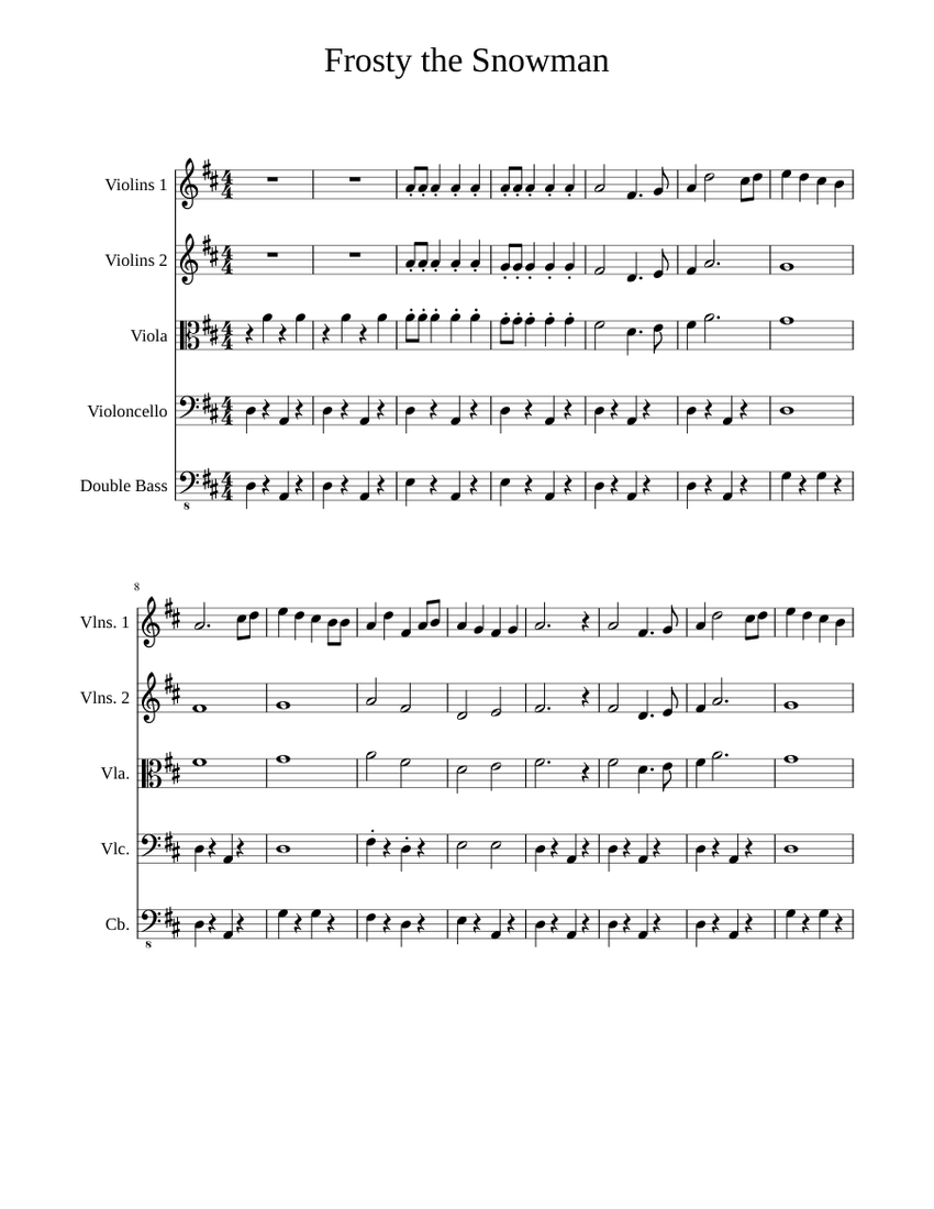 Frosty the Snowman score Sheet Music for Violin, Viola (String Duet ...