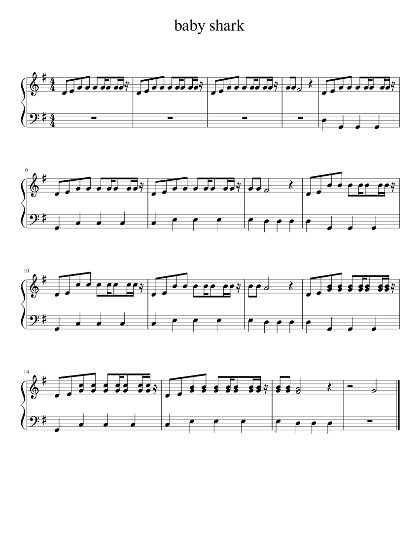 baby shark Sheet music for Piano (Solo) Easy | Musescore.com