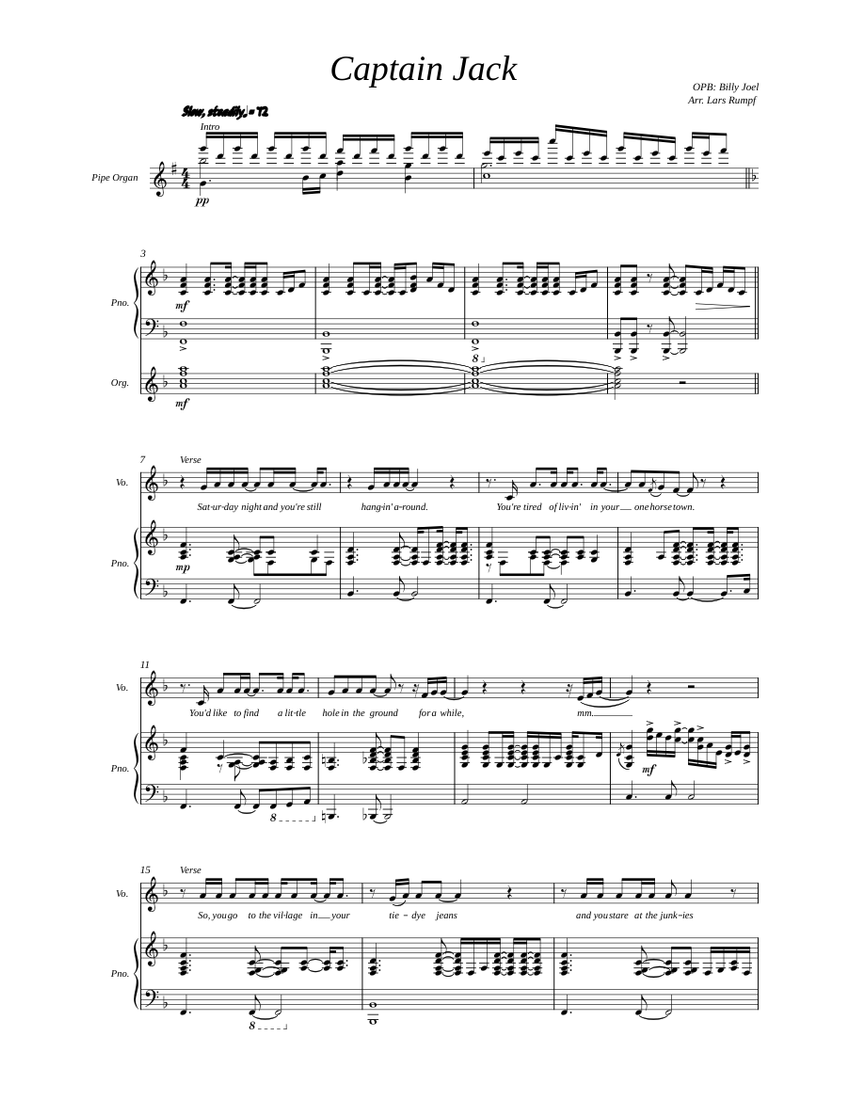Captain Jack - Billy Joel Sheet music for Piano, Organ, Vocals (Mixed ...