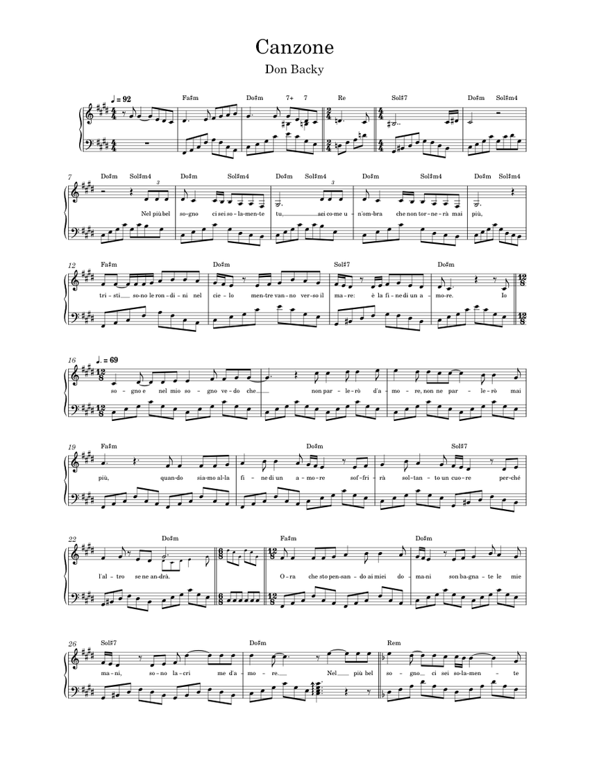 Canzone - piano tutorial