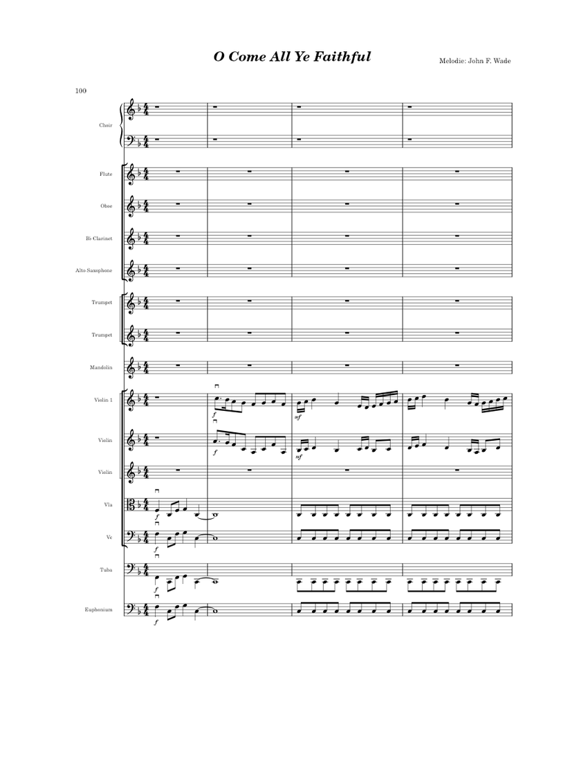 O Come All Ye Faithful Sheet music for Piano, Euphonium, Tuba, Flute ...