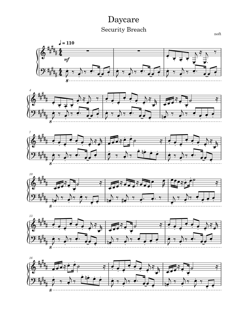 FNAF Security Breach - Daycare Theme – Steel Wool Studios Sheet music ...