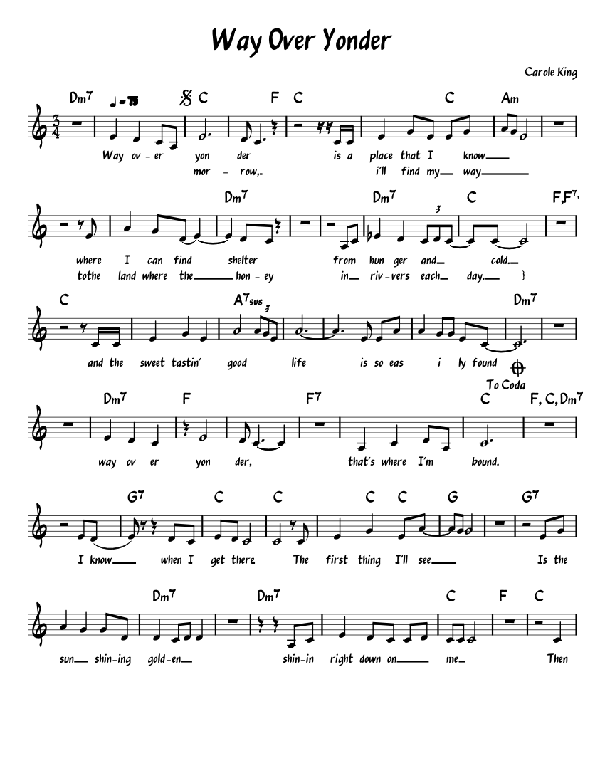 Way_Over_Yonder Sheet Music with Chords for Piano (Solo) easy ...