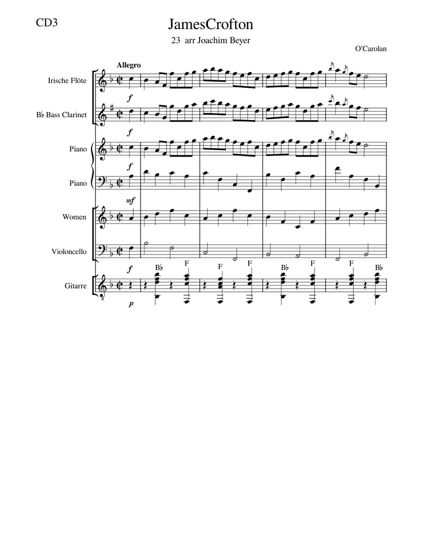 James Crofton – Turlough O'Carolan - piano tutorial