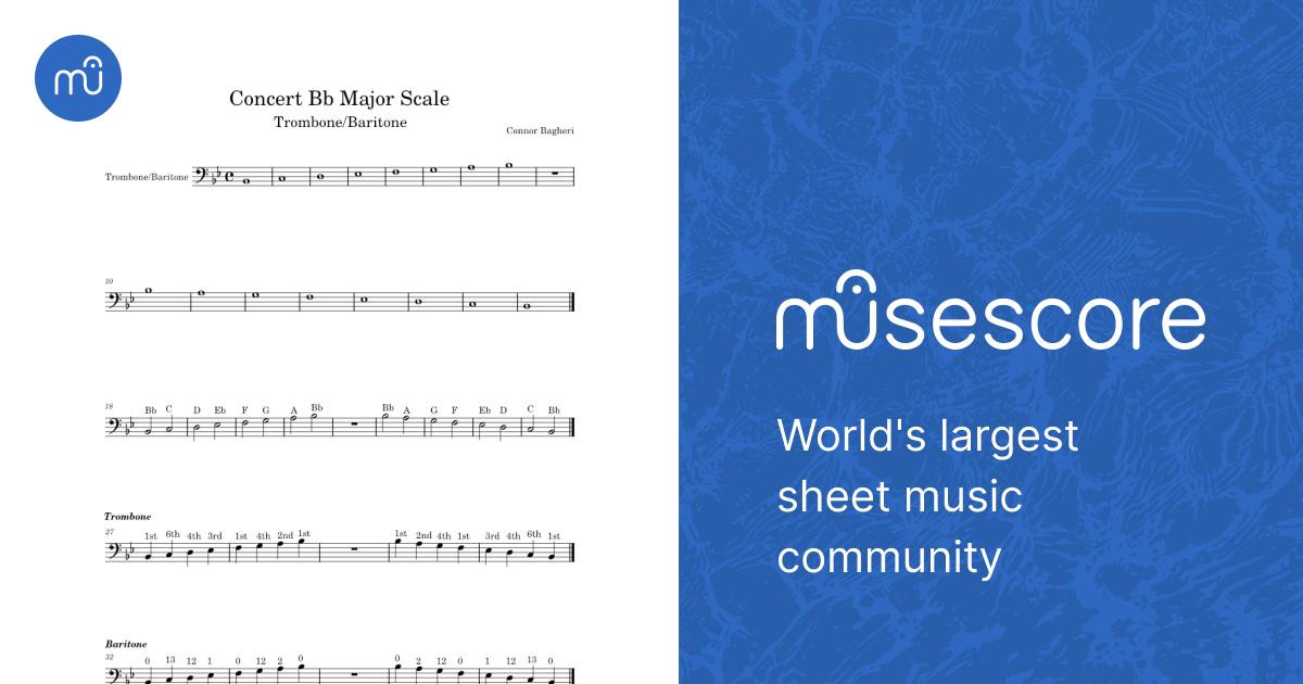 Concert Bb Major Scale - Trombone/Baritone Sheet Music for Trombone ...